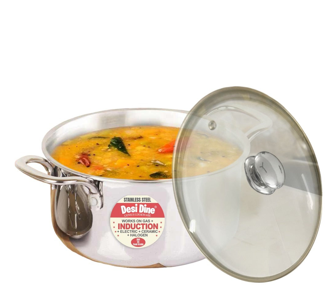 DesiDine Stainless Steel Triply Sauce Pot/ Biryani Pot – Desi Dine